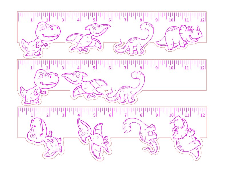 Dino Ruler Laser Cut SVG File - Etsy