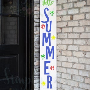 Vertical Hello Summer SVG - Etsy