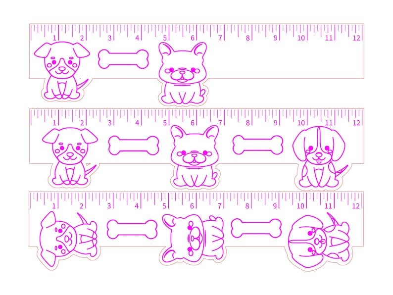 Puppy Dog Ruler Laser Cut SVG File - Etsy