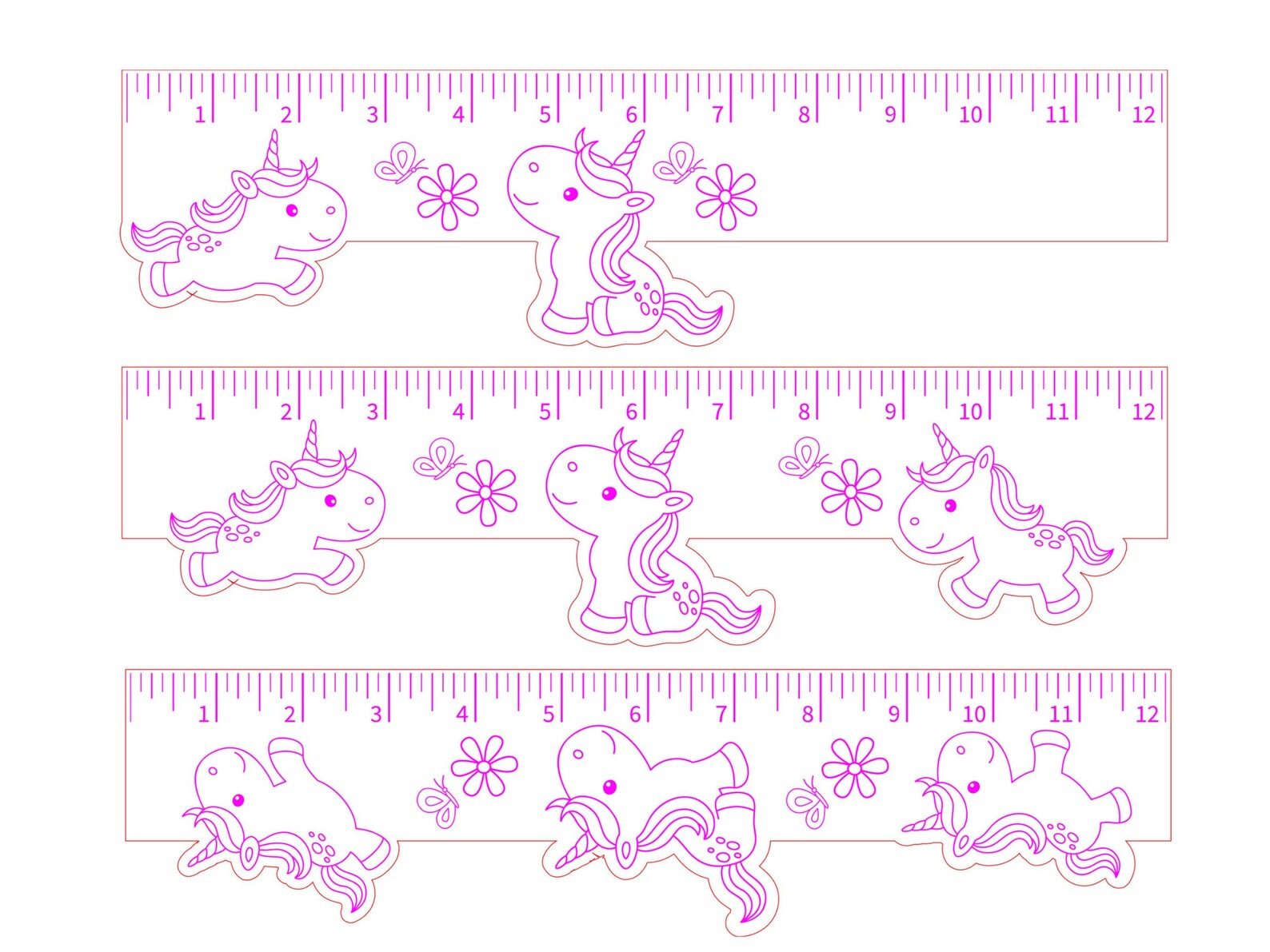 Unicorn Ruler Laser Cut SVG File - Etsy