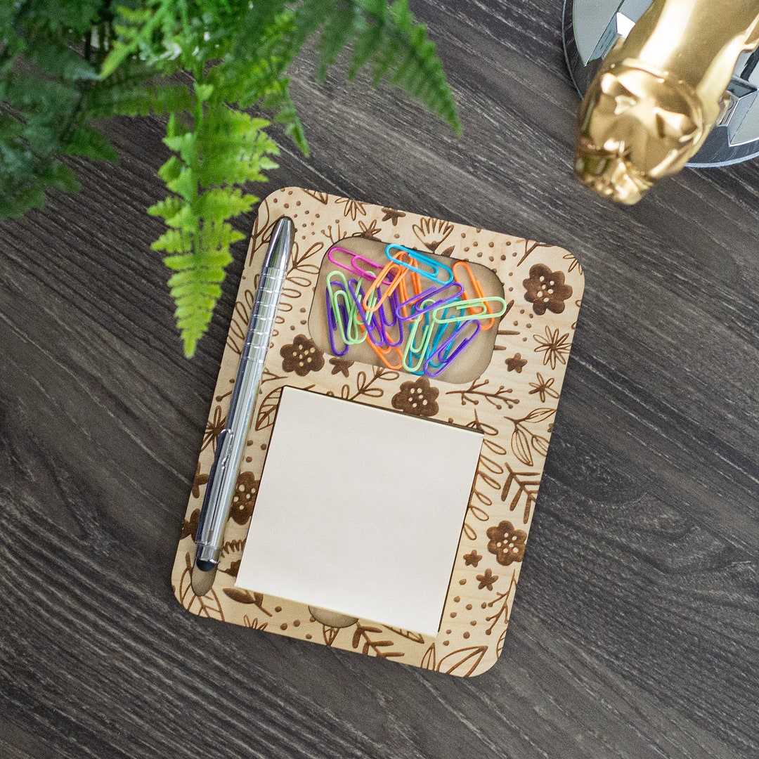 Laser Engraved Maple Wood Sticky Note Pad Holder: Desk Organizer - Etsy