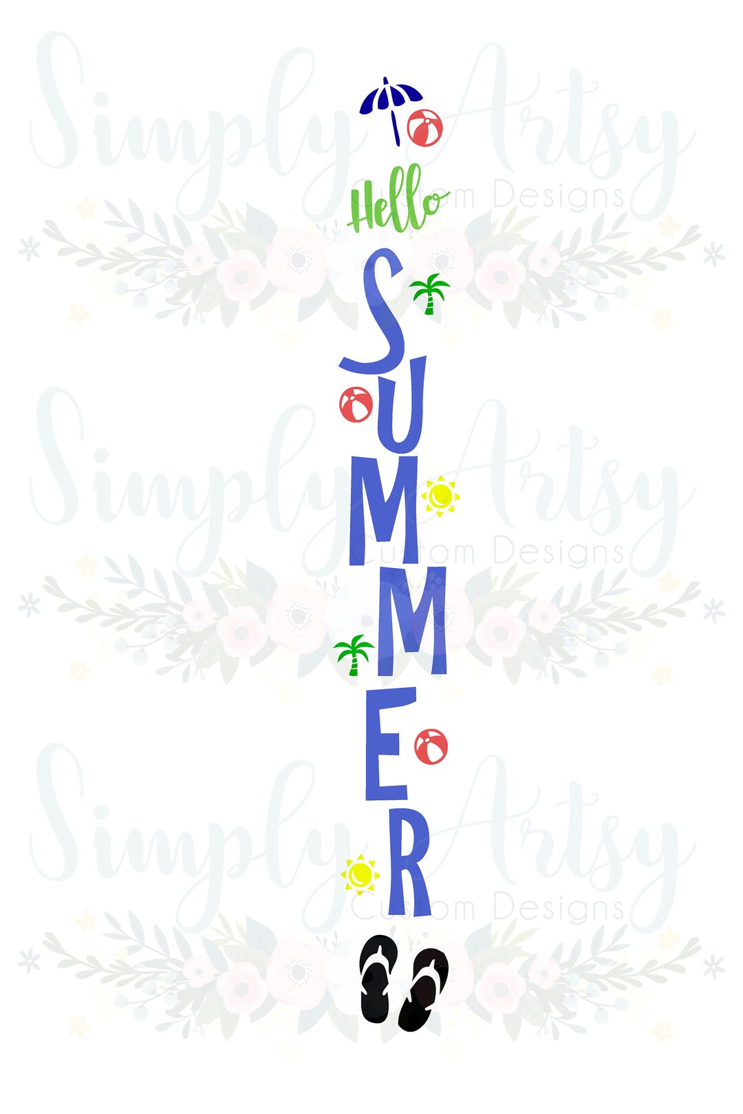 Vertical Hello Summer SVG - Etsy