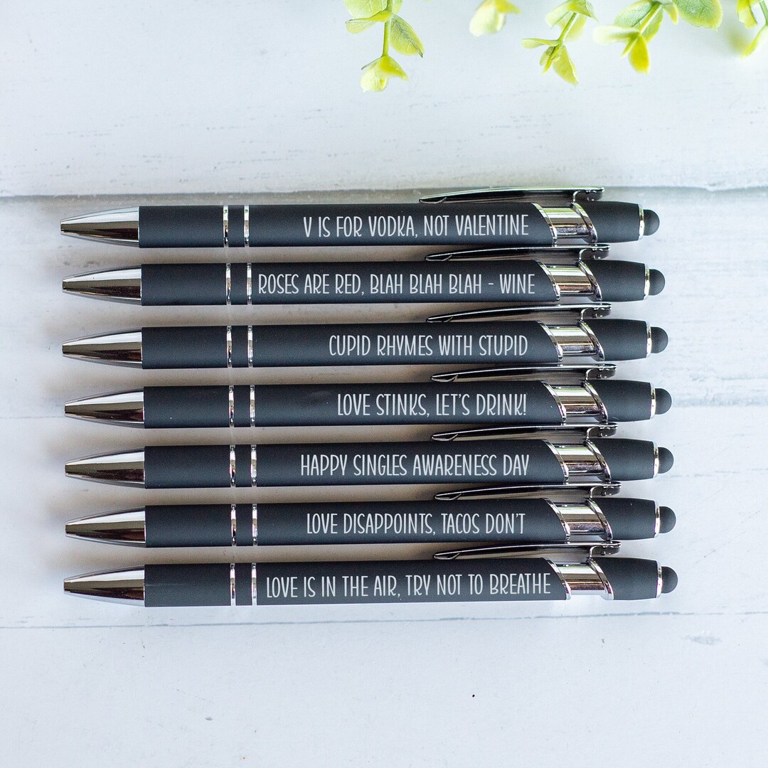 Anti-valentine's Day Pen Set of 7, Sarcastic Valentine's Day Pen Set ...