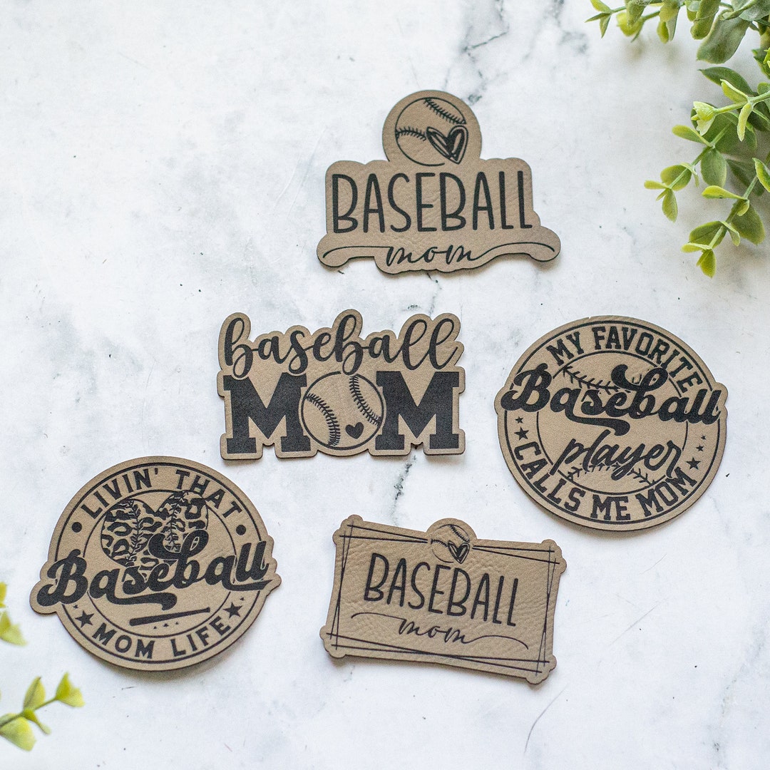 Baseball Mom Faux Leather Hat Patches: Laserable Adhesive Applique - Etsy