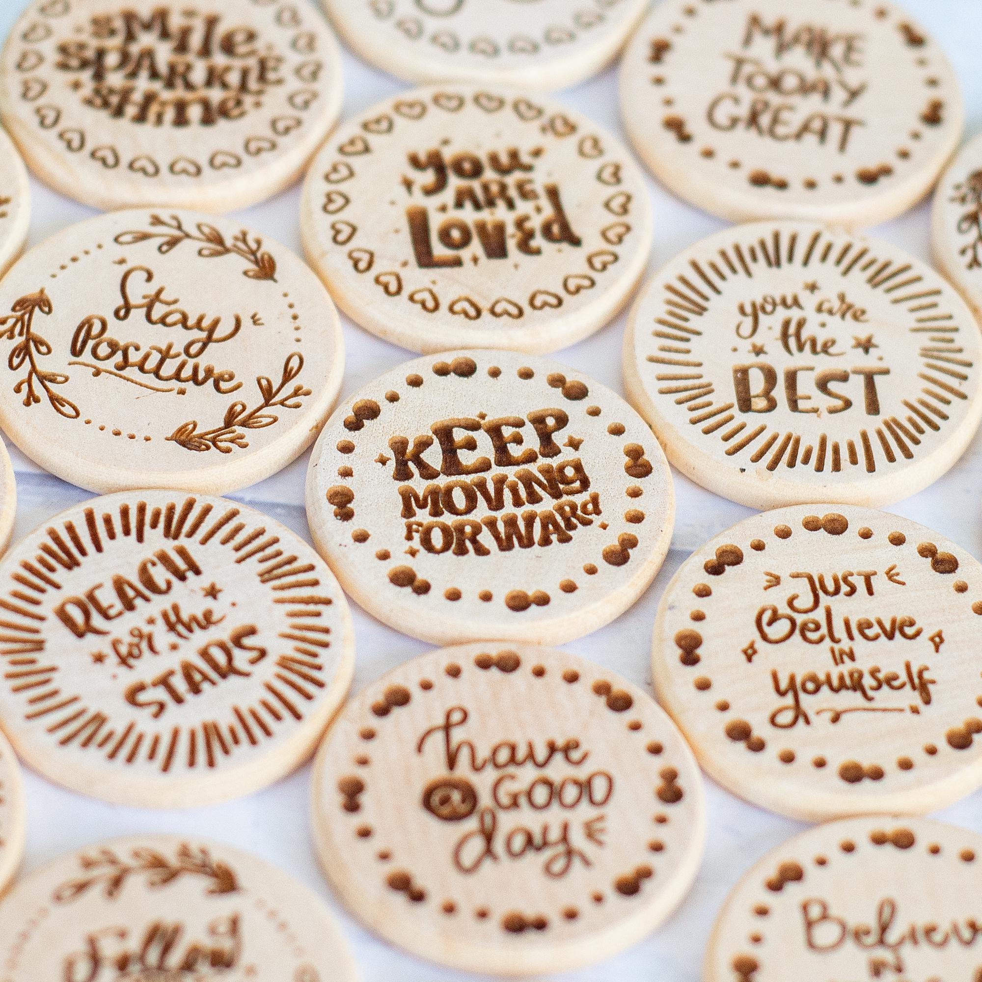 Wooden Affirmation Tokens: Pocket-sized Mindfulness Coins - Etsy