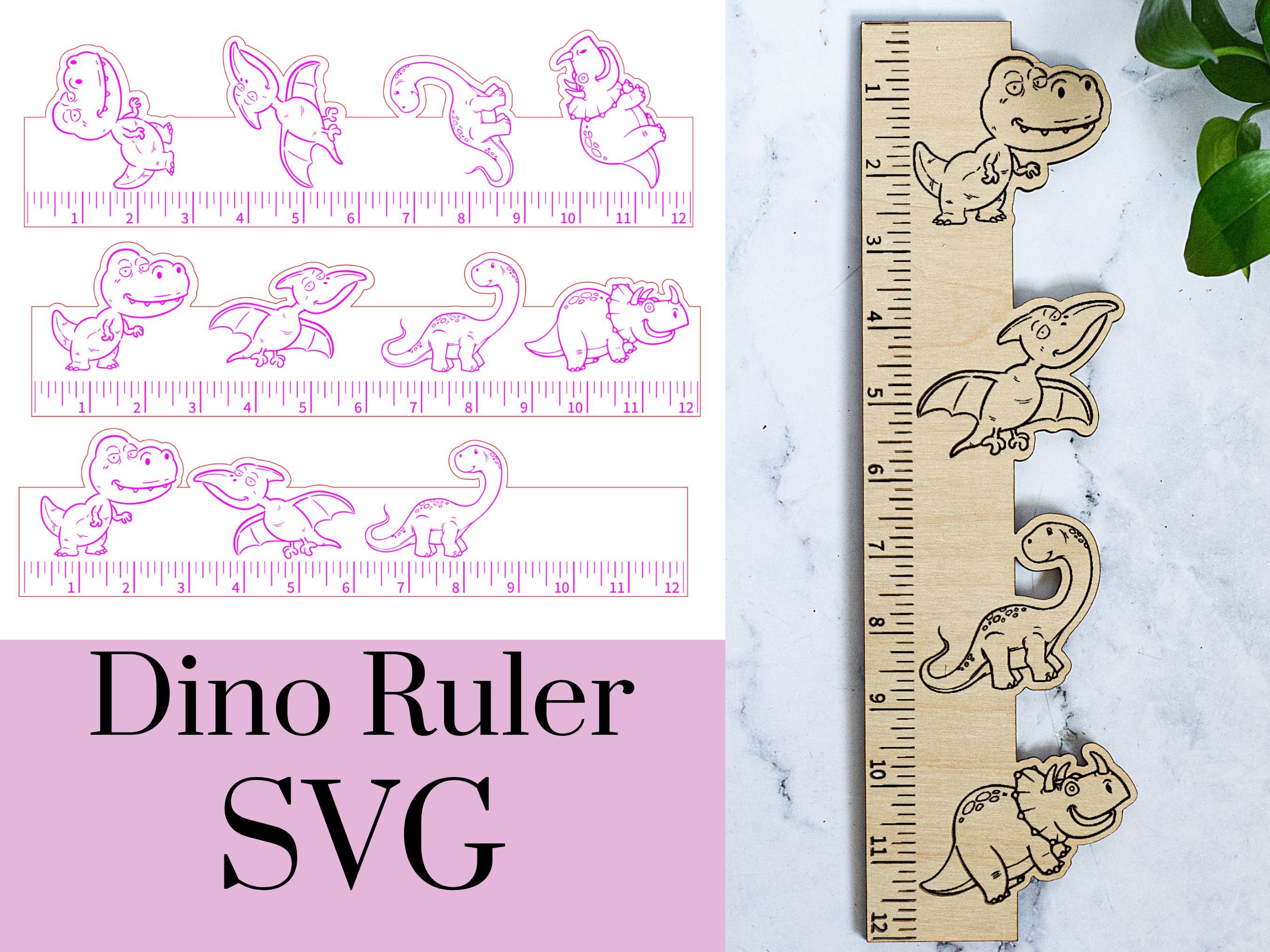 Dino Ruler Laser Cut SVG File - Etsy