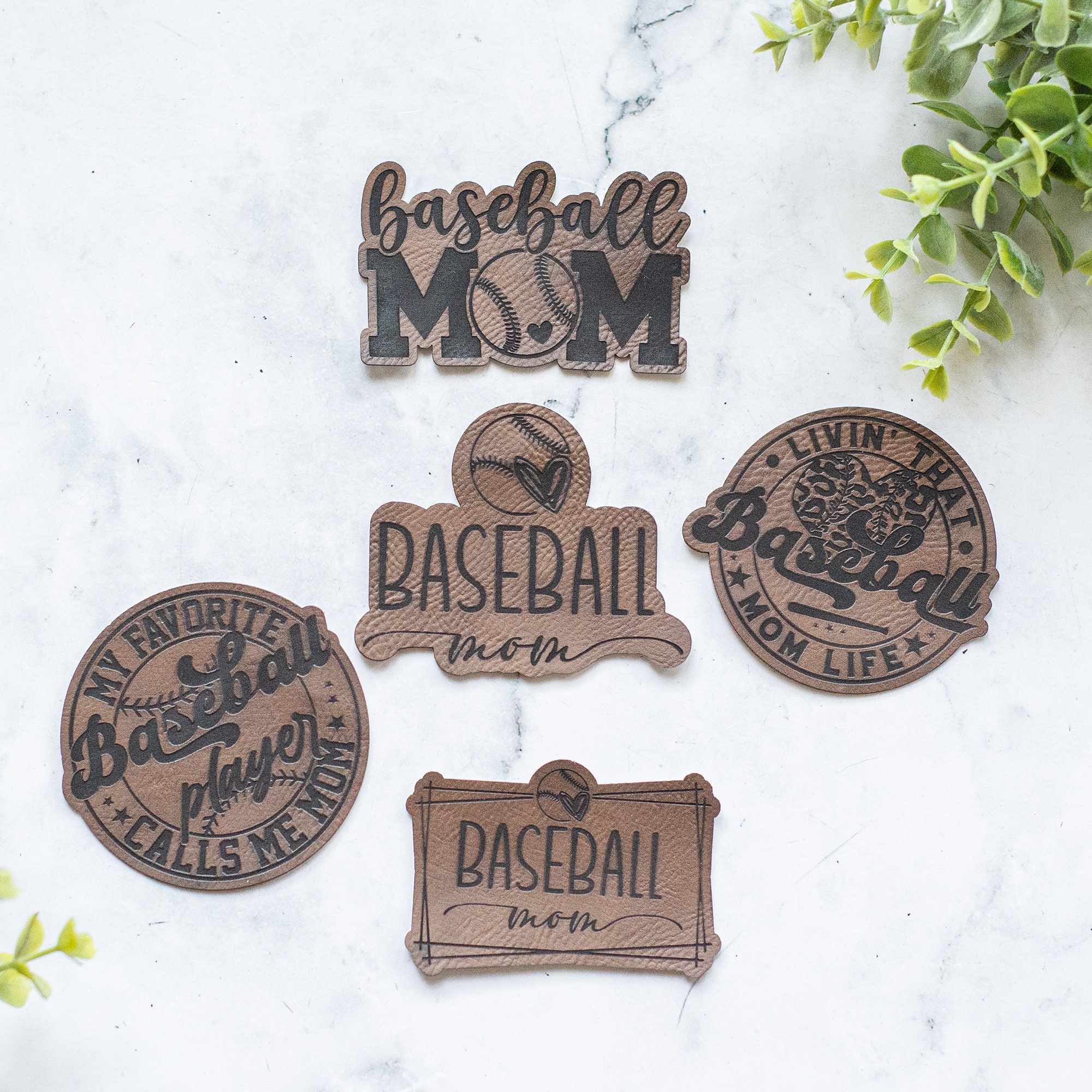 Baseball Mom Faux Leather Hat Patches: Laserable Adhesive Applique - Etsy