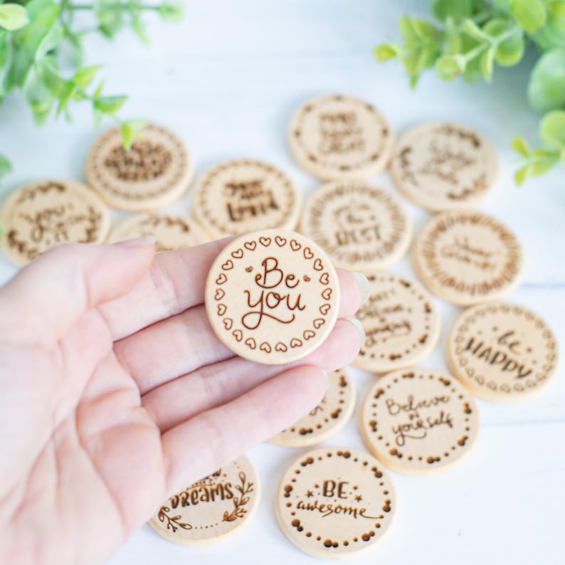 Wooden Affirmation Tokens: Pocket-sized Mindfulness Coins - Etsy