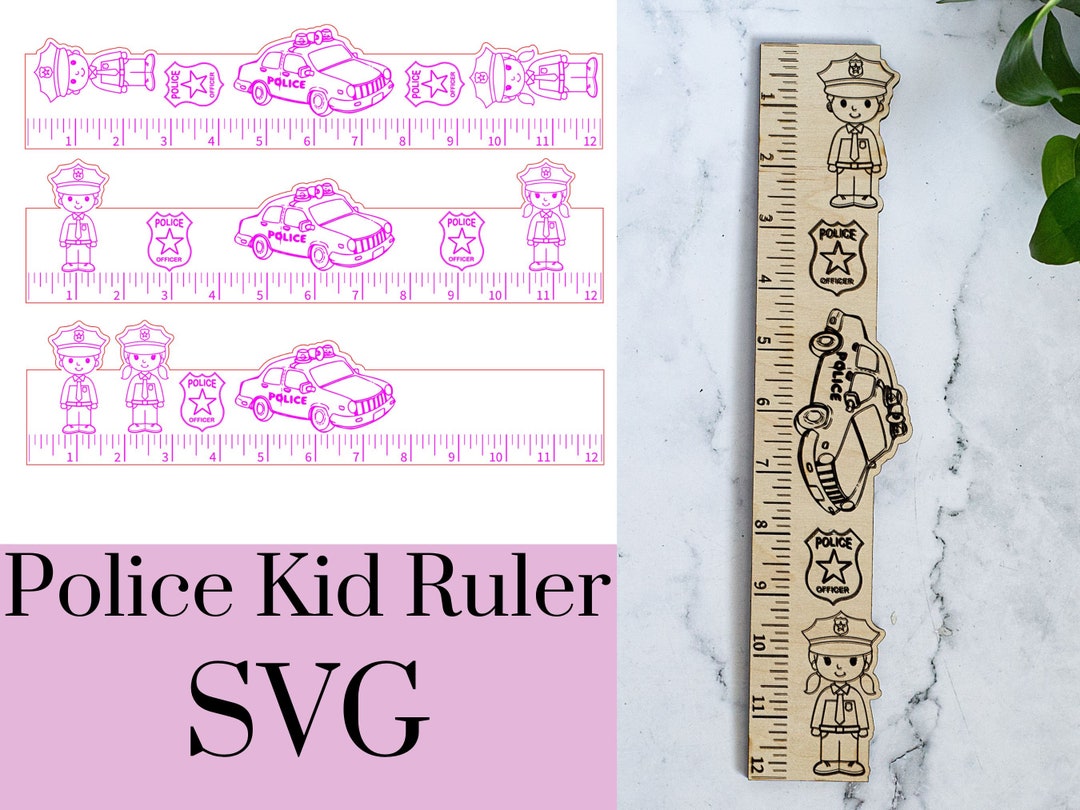 Police Kids Ruler Laser Cut SVG File - Etsy