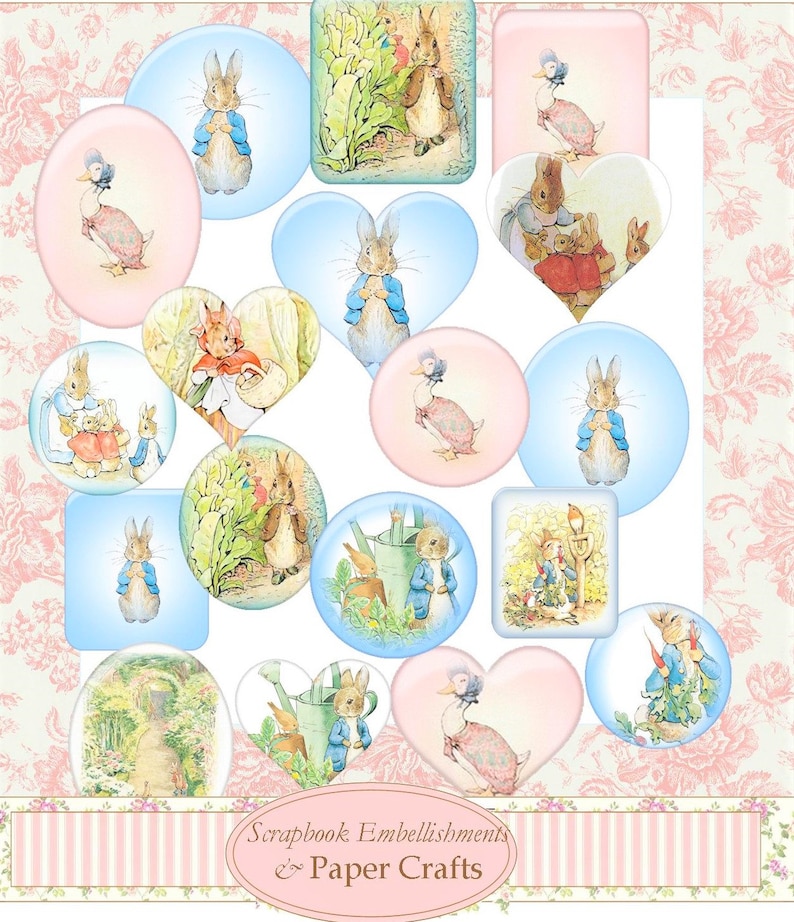 Beatrix Potter Inspired Digital Scrapbook Cameo's Kit - Etsy