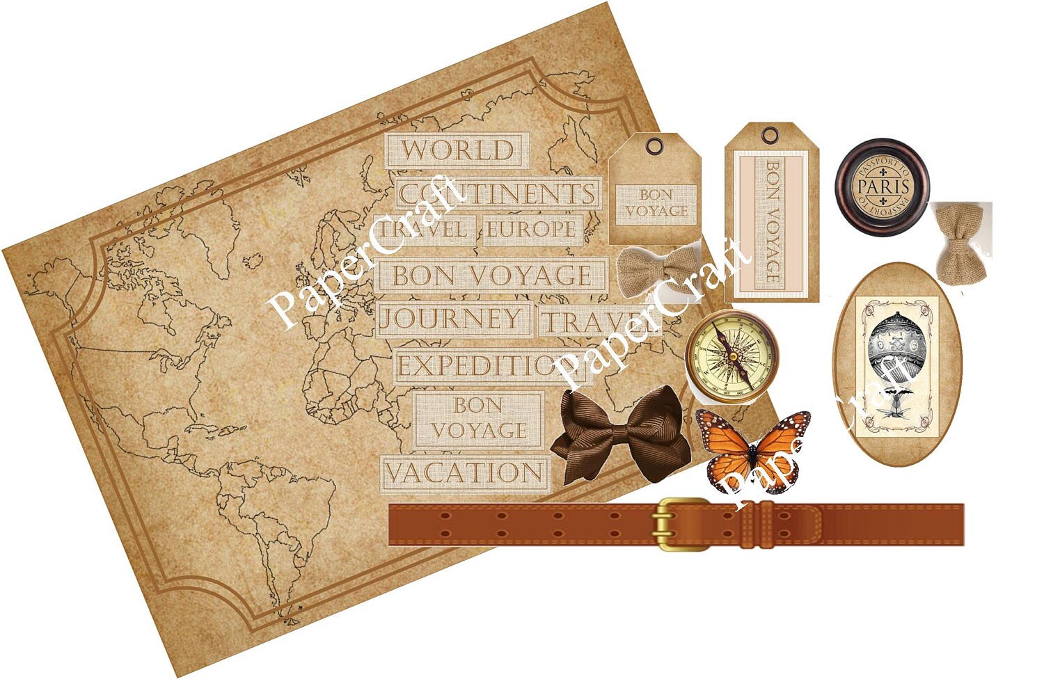 Instant Download Vintage Travel Frames Embellishments Scrapbook Pdf - Etsy