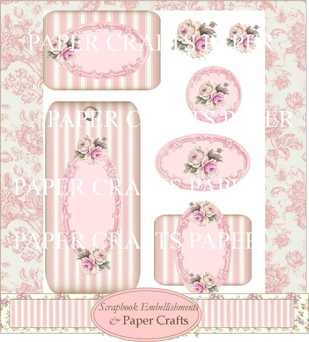 Papercraft Pink Floral Images Frames Collage Sheet Instant Download PDF ...