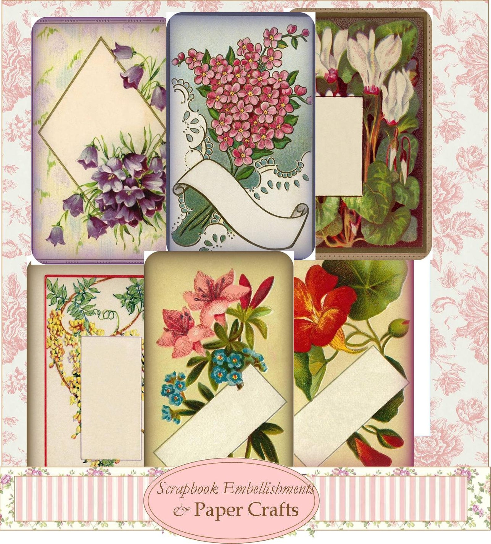 Floral Collage Frames Instant Download - Etsy