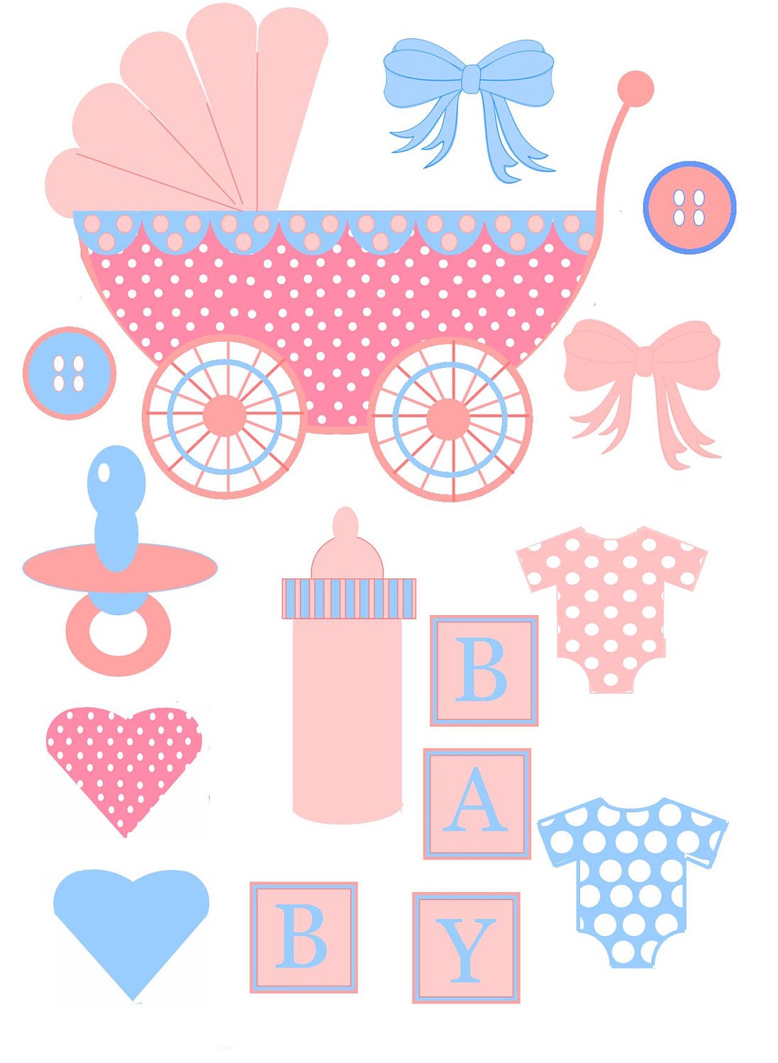 Papercraft Pram Baby Images Dummy Bottleinstant Download PDF - Etsy