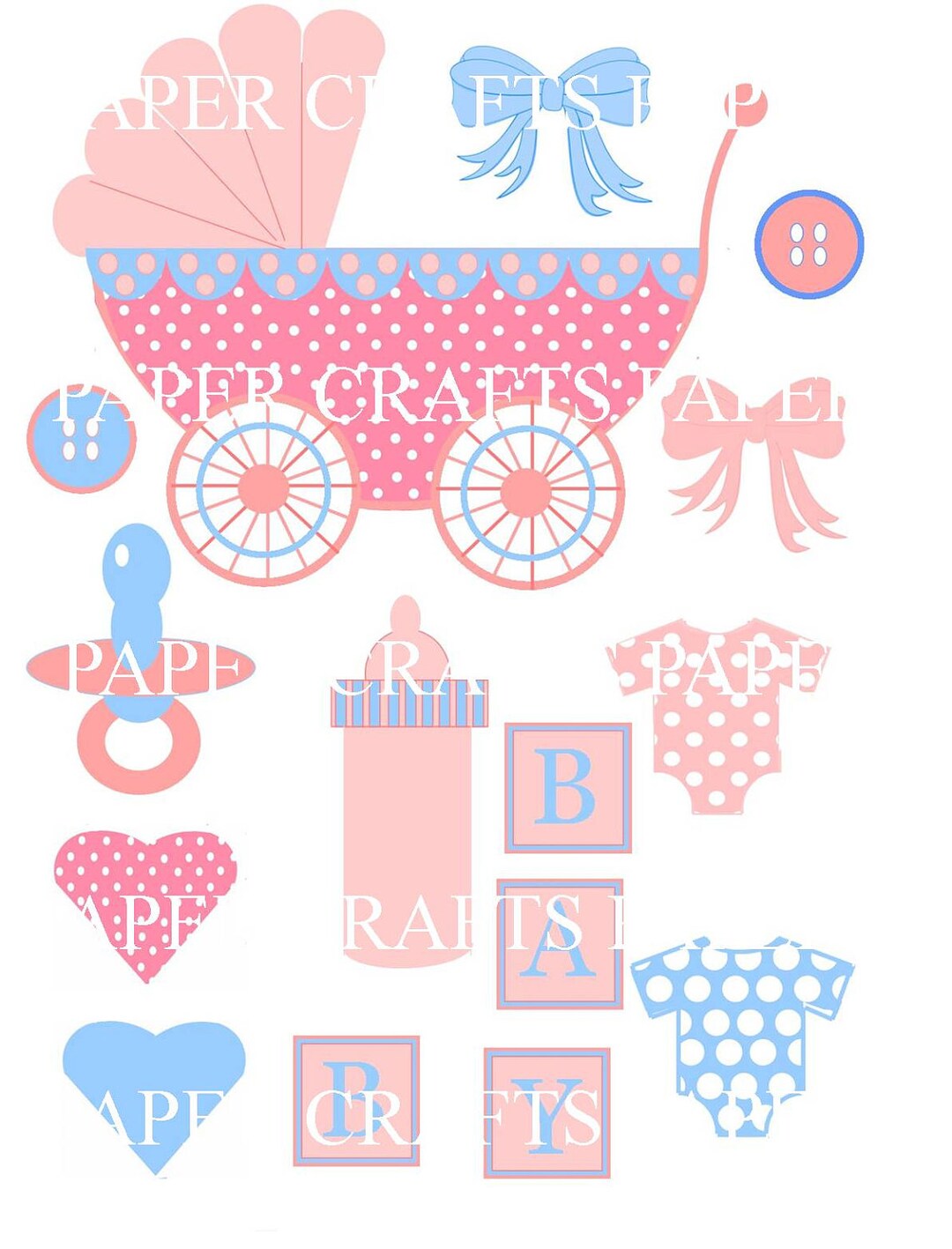 Papercraft Pram Baby Images Dummy Bottleinstant Download PDF - Etsy