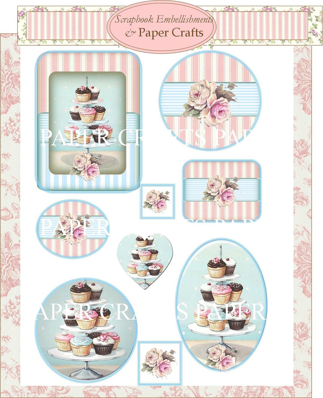 Papercraft Cup Cakes Collage Sheet Instant Download PDF - Etsy