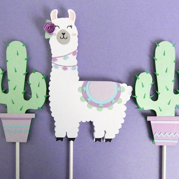 Llama and Cactus Cake Topper - Etsy