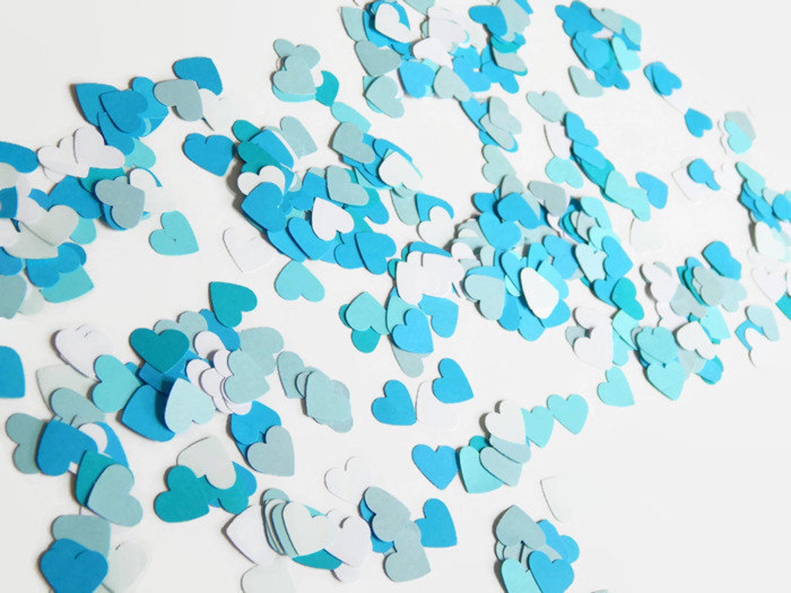 500 Piece Heart Table Confetti Blues & White Birthday Baby | Etsy