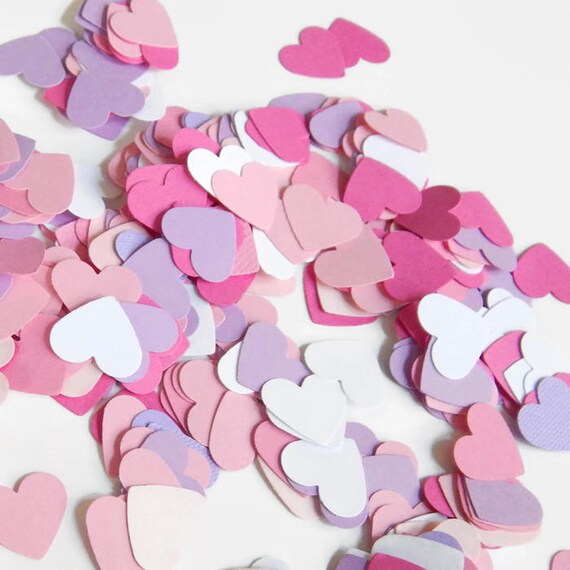 500 Piece Heart Table Confetti Pink Purple & White Birthday | Etsy