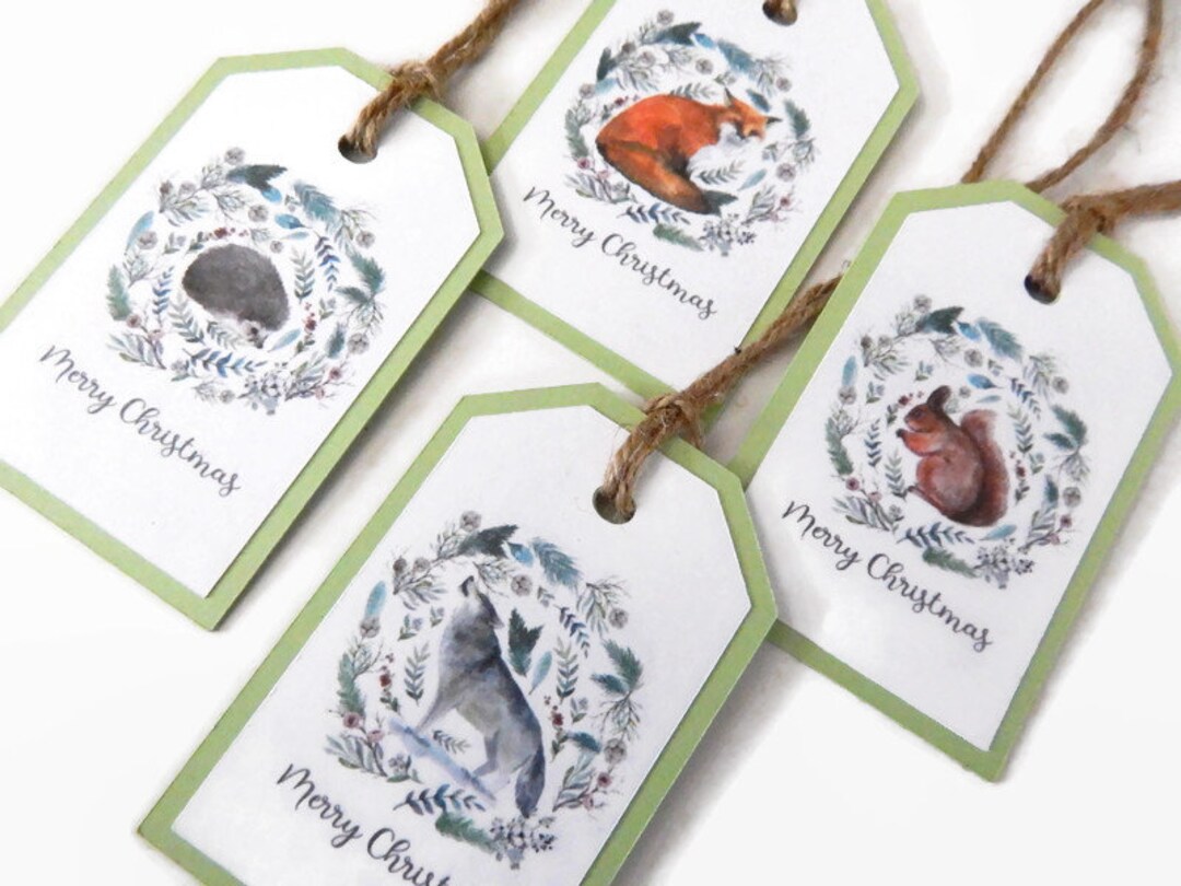Woodland Theme Christmas Gift Tags, Set of 12 Holiday Gift Tags ...