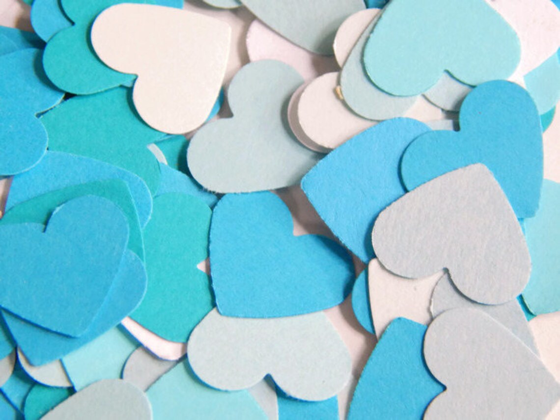 500 Piece Heart Table Confetti Blues & White Birthday Baby | Etsy