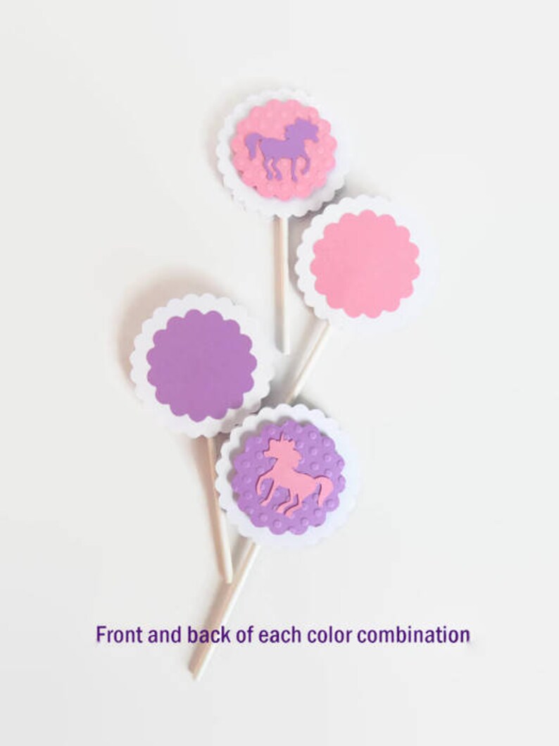 Unicorn Cupcake Toppers , Set of 12 Pink and Purple Birthday Party or ...