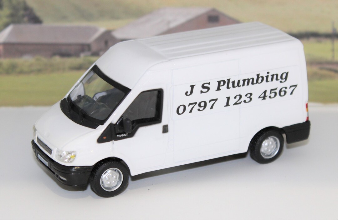 PERSONALISED NAME Gift Personalized Licensed Diecast White Ford Transit ...