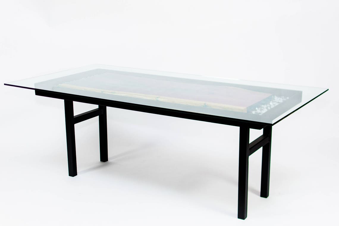 Rare Purple Heartwood Live Edge Slab Shadowbox Dining Table With Custom ...