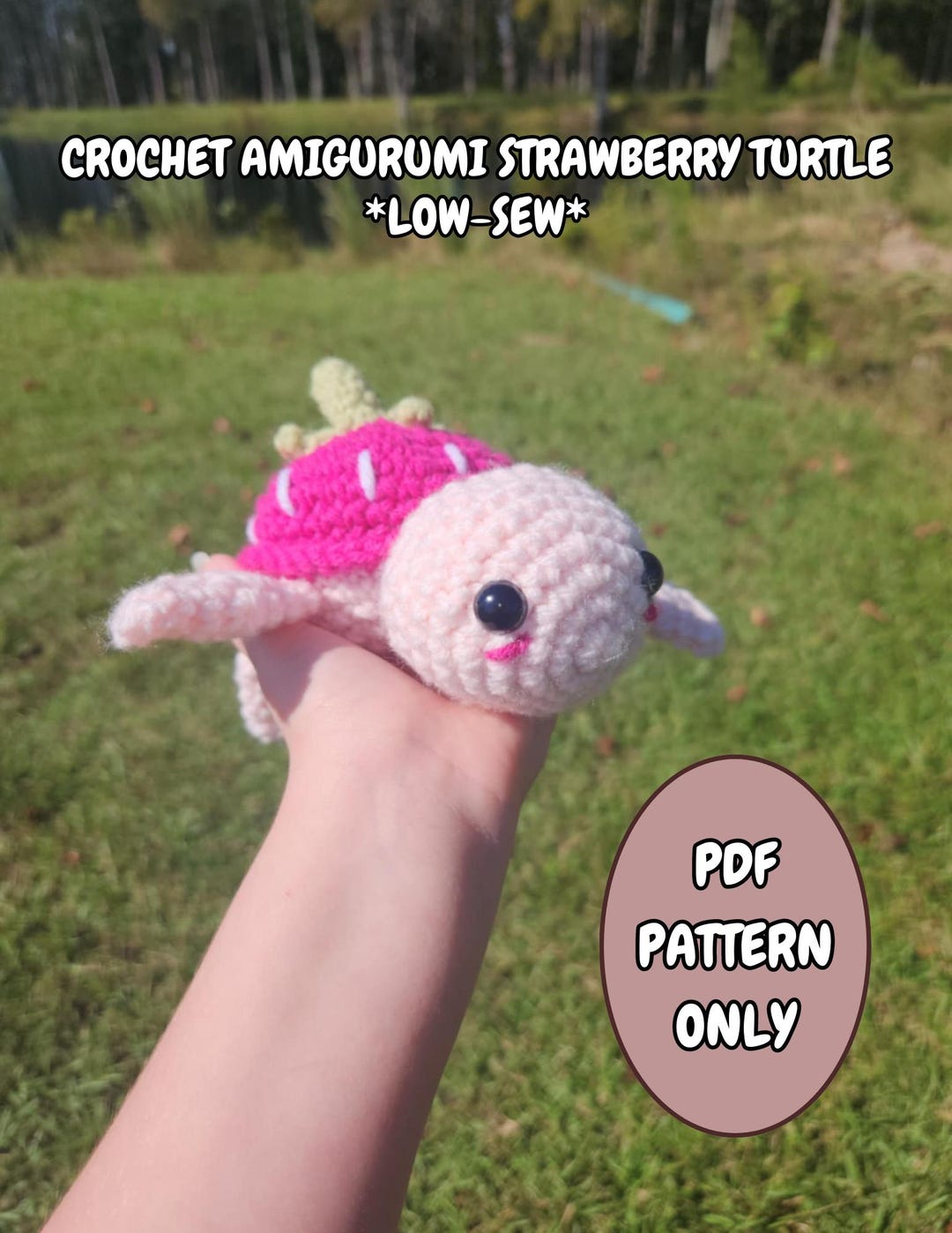 Crochet *LOW-SEW* Amigurumi Strawberry Turtle Pattern, Amigurumi ...