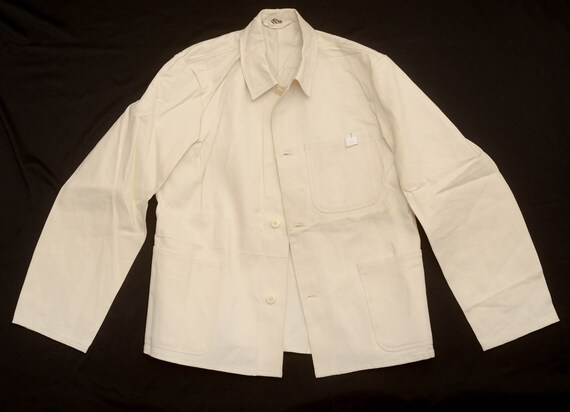 Vintage NOS German 1940s Beige Work Jacket Chore Coat… - Gem