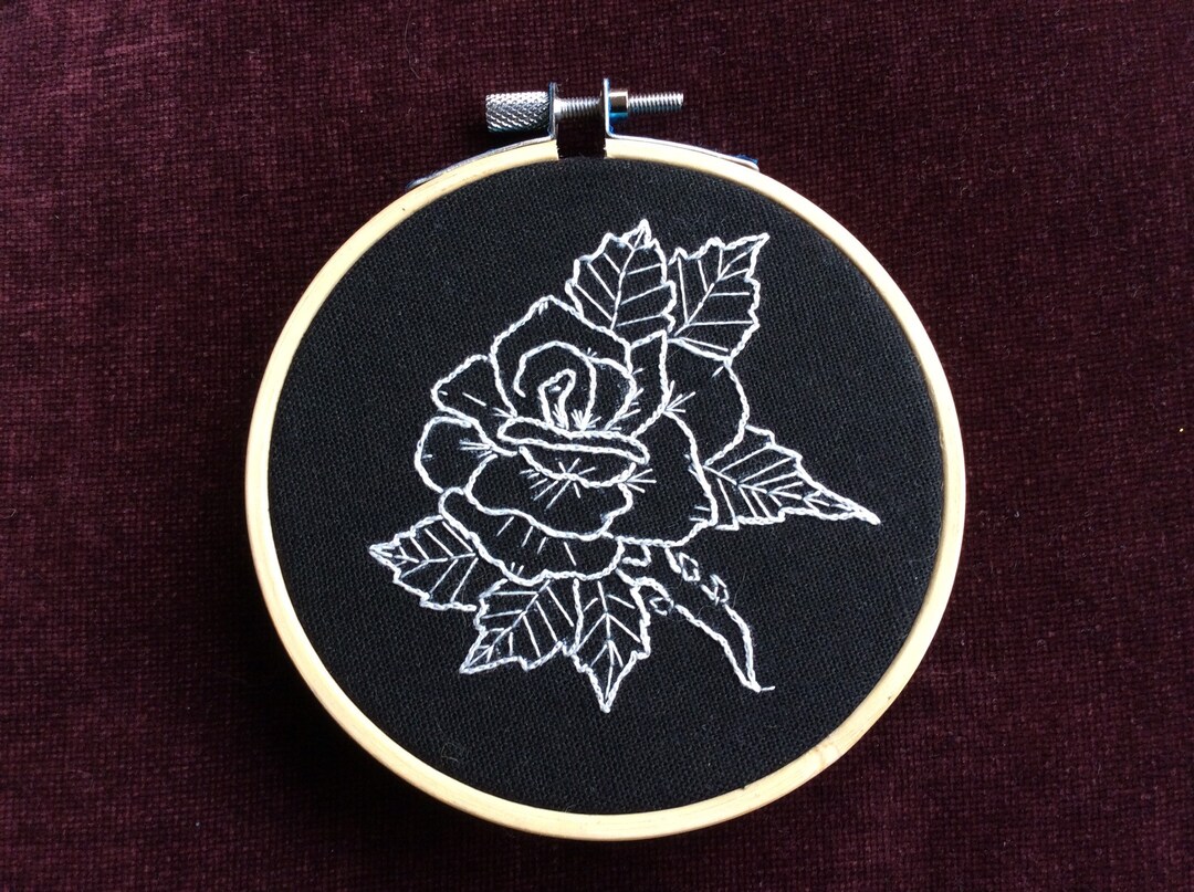 Rose Embroidery Kit Black - Etsy