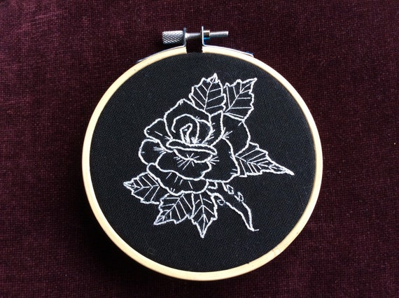 Rose Embroidery Kit Black | Etsy