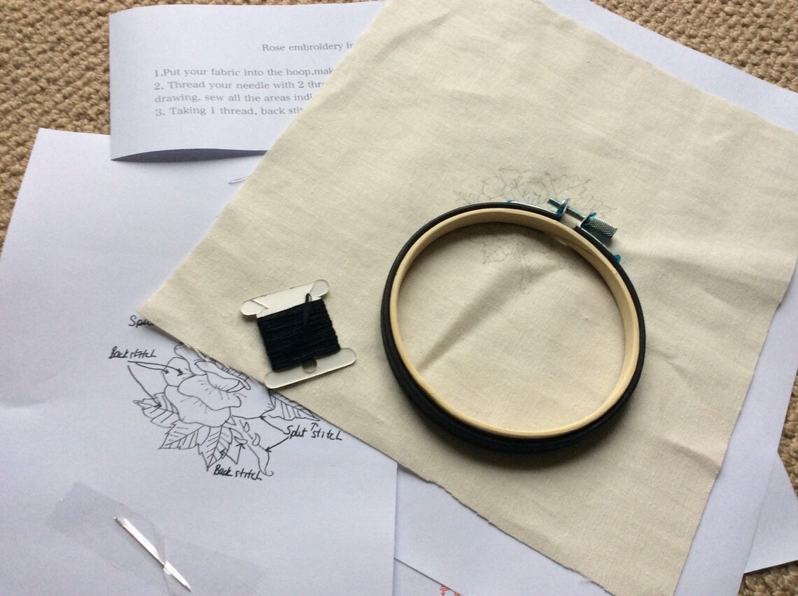 Rose Embroidery Kit | Etsy