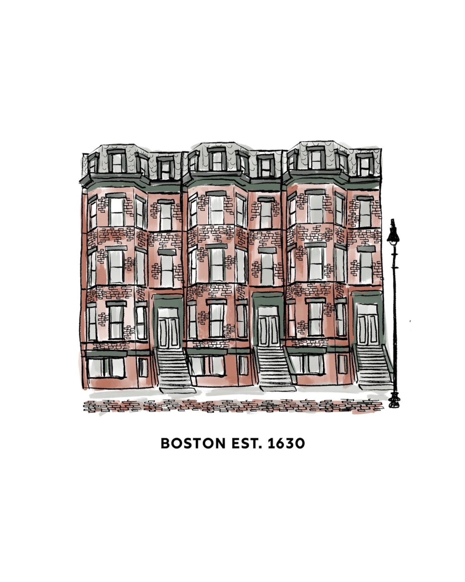 Boston Brownstones Print. Boston Printable Art. Apartment Decor. Boston ...