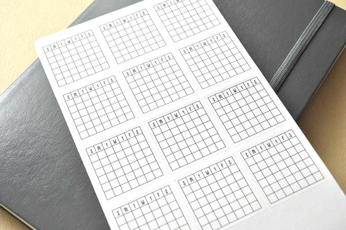 Bullet Journal Sticker Blank Calendar Planner Stickers - Etsy