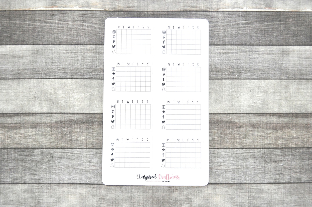 Bullet Journal Stickers, Social Media Tracker, Social Media Weekly ...