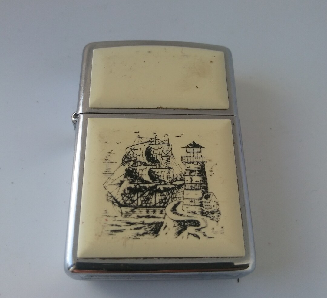 ZIPPO 1995 Scrimshaw Boat and Lighthouse Lighter - Etsy
