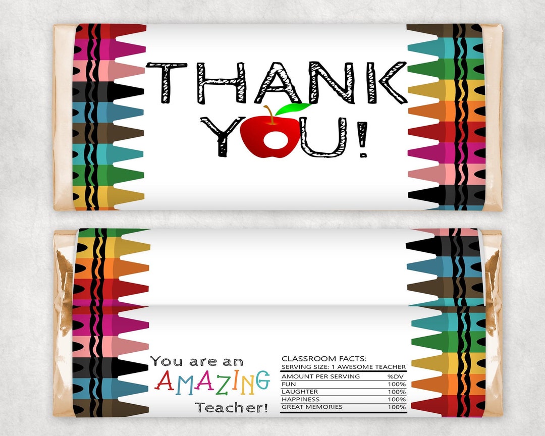 Thank You Teacher Chocolate Bar Wrappers: Fits 110g Bar (x2) - Etsy UK