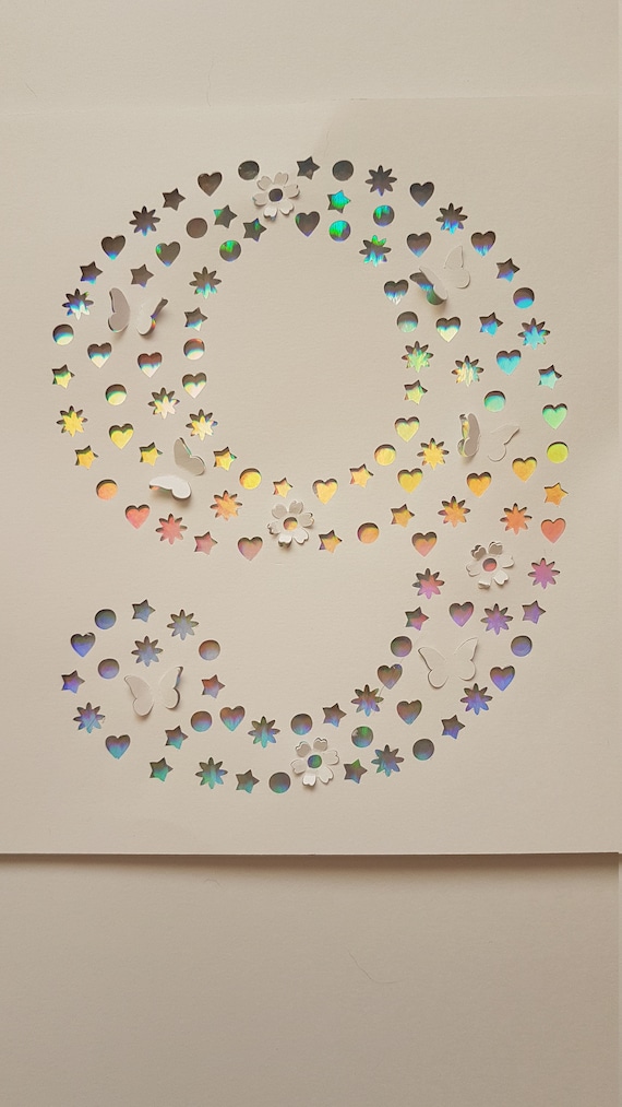 Number 9 pop up cut out SVG Cutting file large size to fit a | Etsy