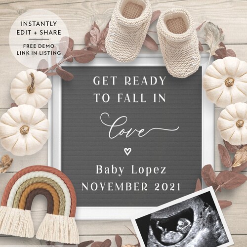 Editable Fall Pregnancy Announcement Digital October - Etsy