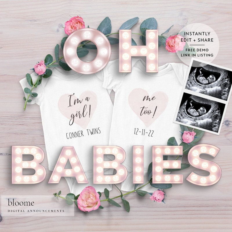 Twins Gender Reveal - Etsy