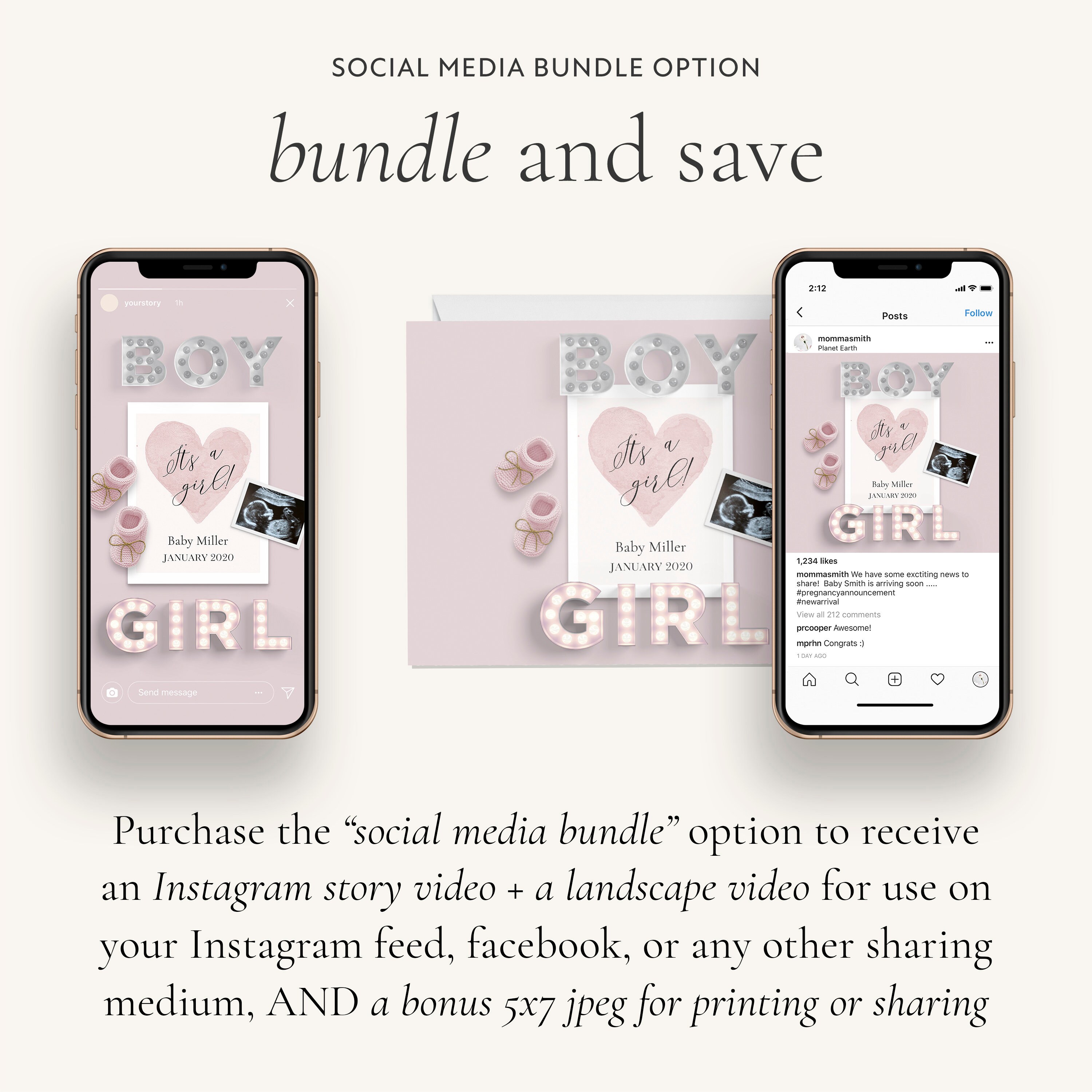 ITS A GIRL Insta Stories Gender Reveal Video for Instagram - Etsy