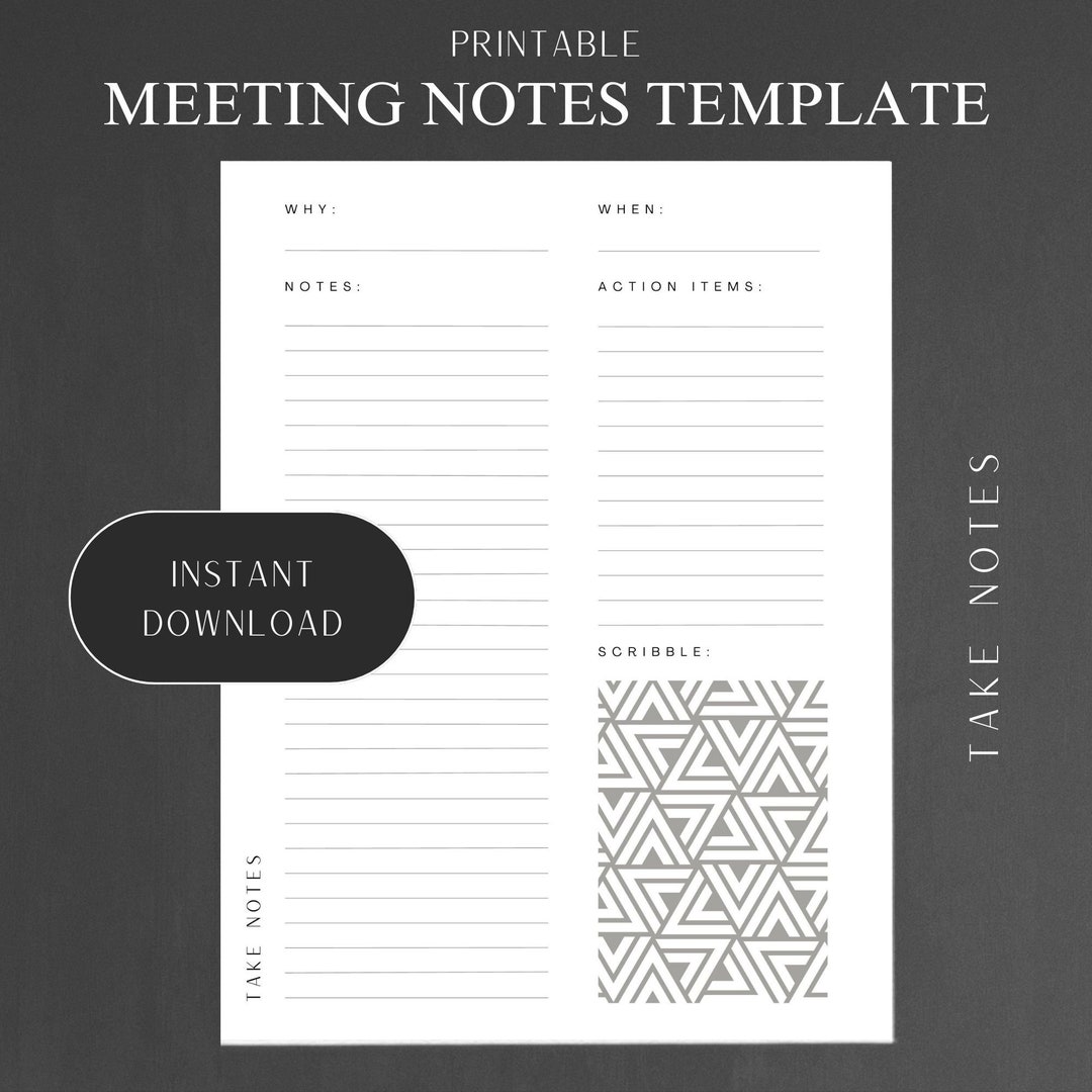 Printable Meeting Notes Template ADHD Brain Dump Meeting Minutes ...