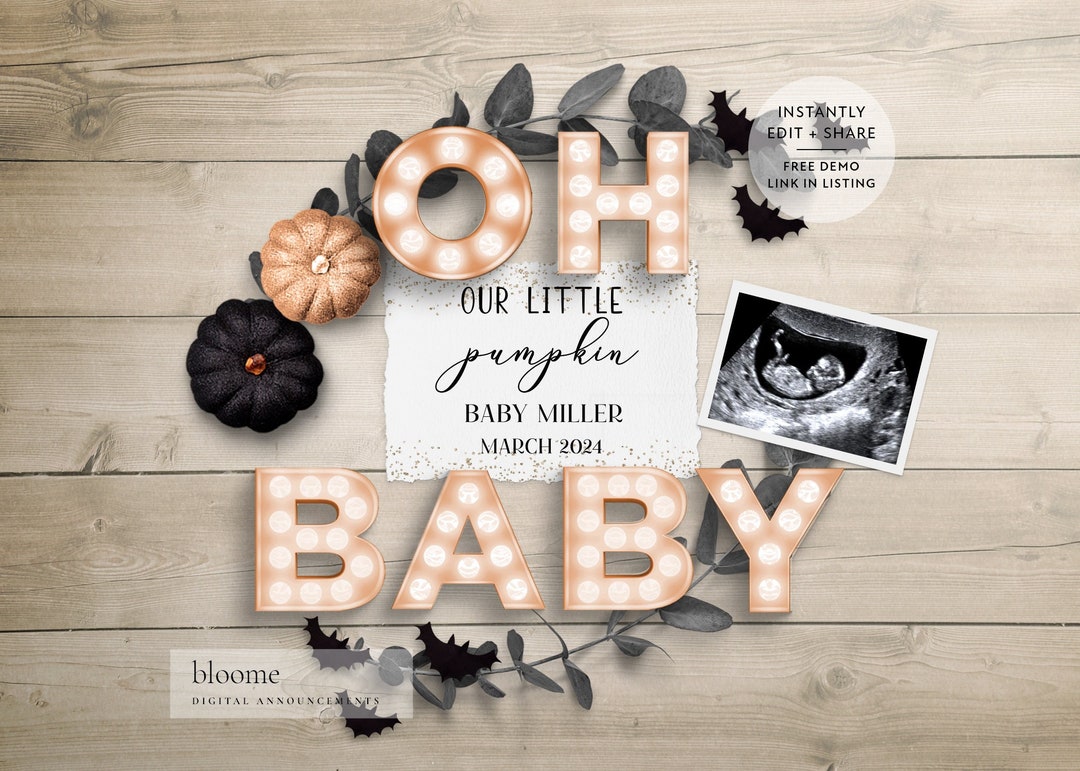 Editable HALLOWEEN Digital Pregnancy Announcement for Social - Etsy