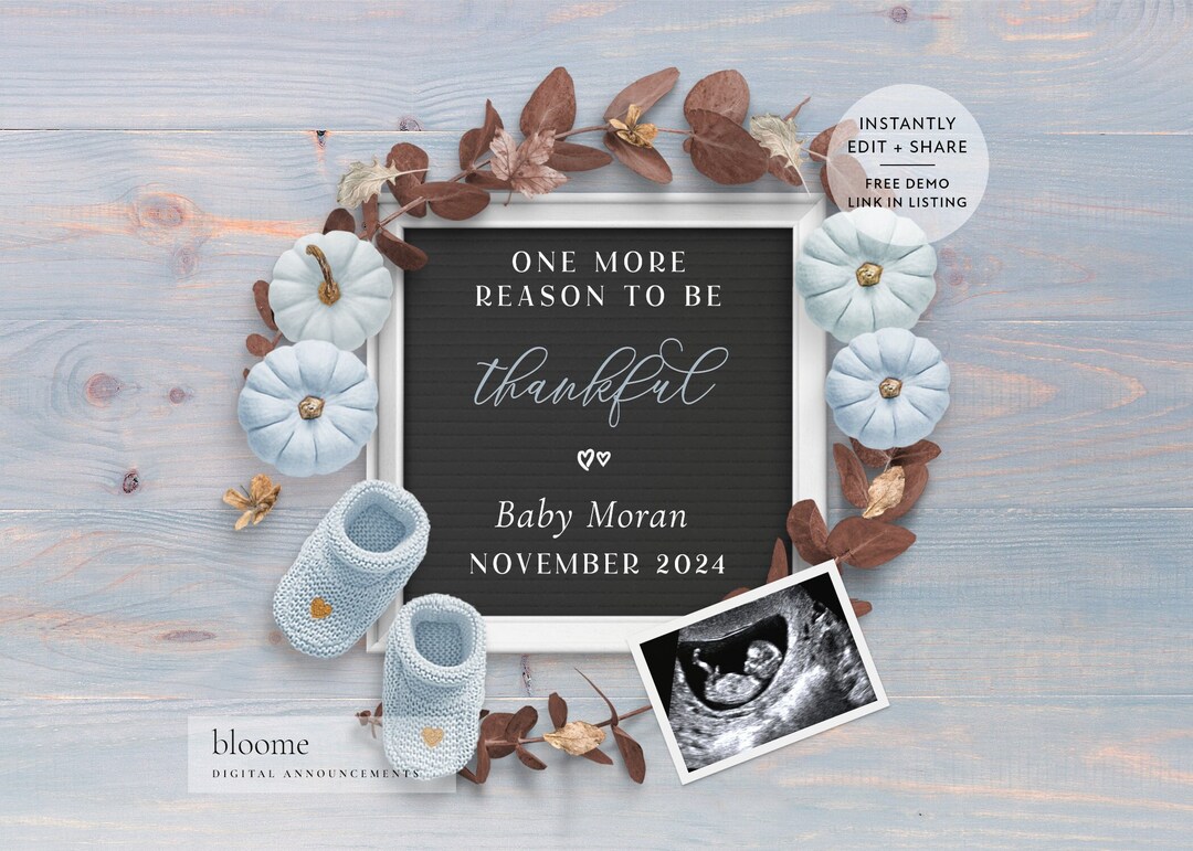 Editable Thanksgiving Gender Reveal Digital Pregnancy - Etsy