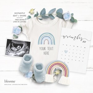 Edit Instantly It's a BOY Rainbow Baby Customizable Digital Pregnancy ...