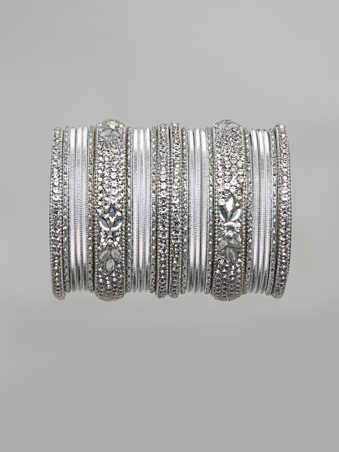 Silver Bangle Set With Silver Stones, Wedding Bangles, Indian Jewelry ...