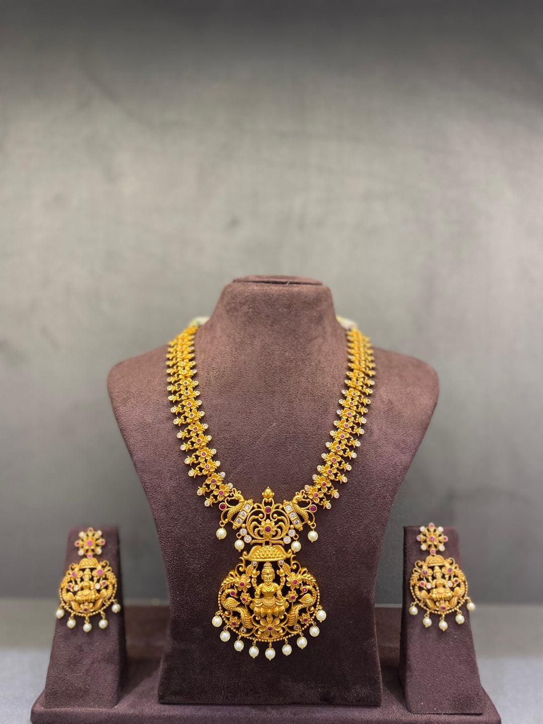 South Indian Necklace Set Indian Traditional Temple Jewelry - Etsy