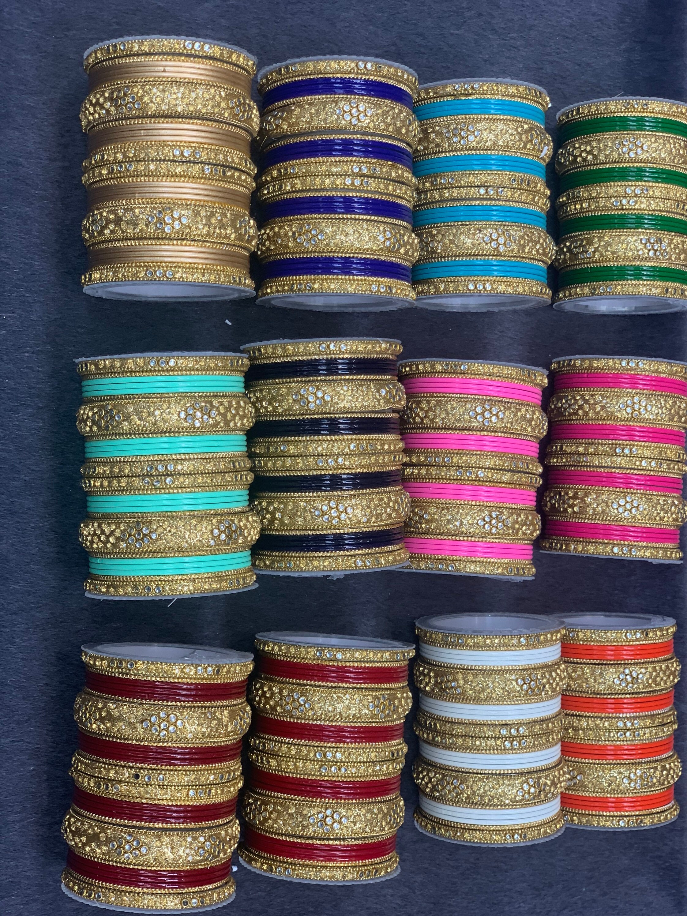 Indian bangle set with different color bangles Bridal bangles | Etsy