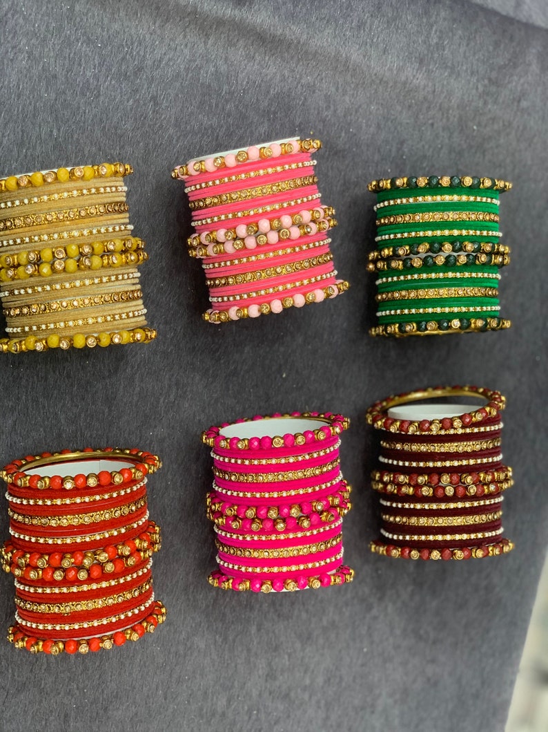 Velvet Indian Bangle With Different Colors Wedding Bangles - Etsy
